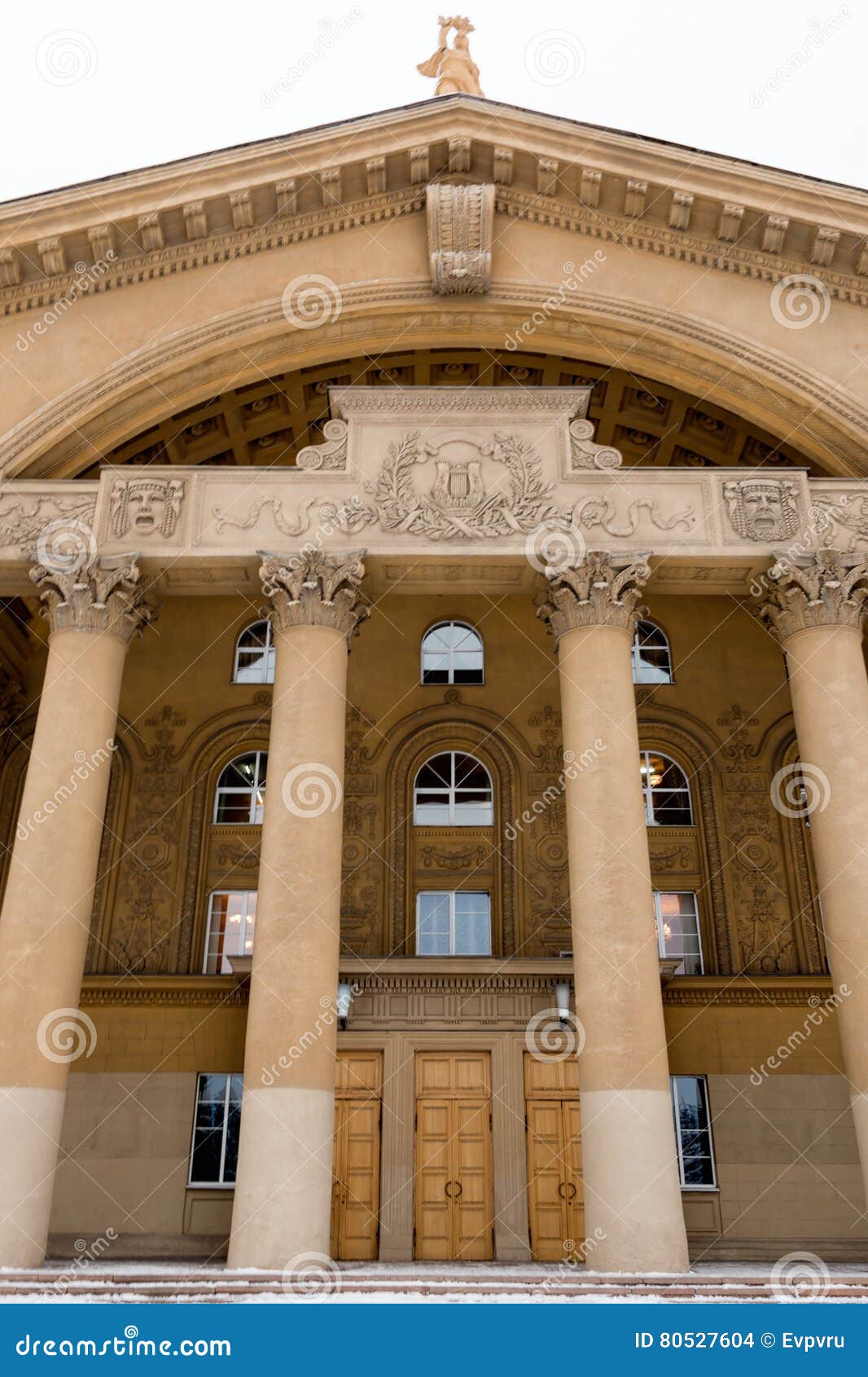 Great Old Building with Tall Columns Stock Photo - Image of town ...