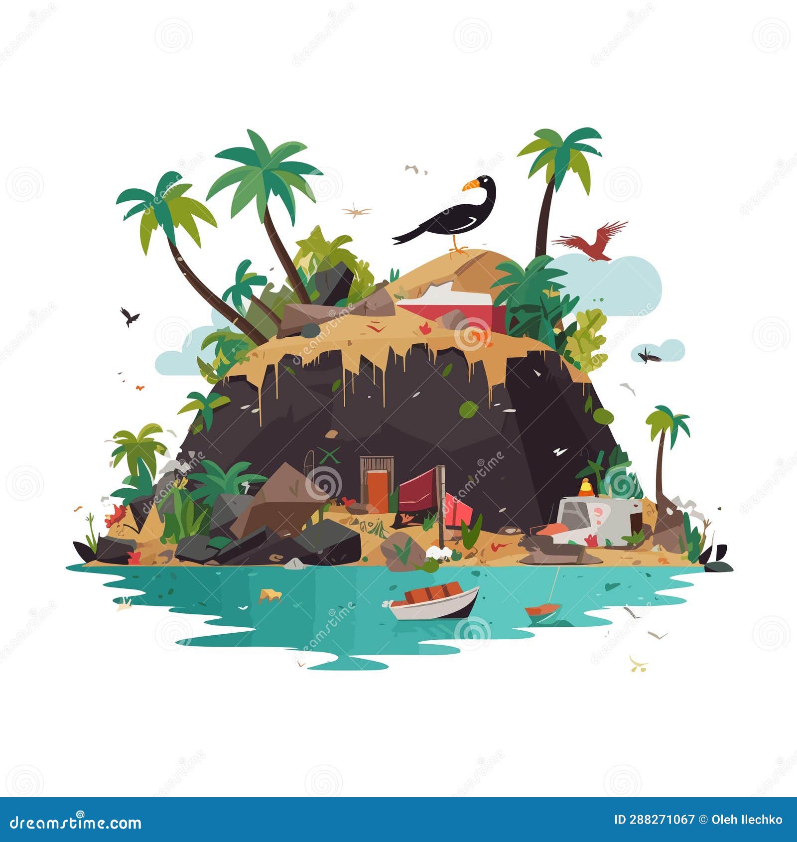 Great Pacific Garbage Island Vector Flat Isolated Illustration ...