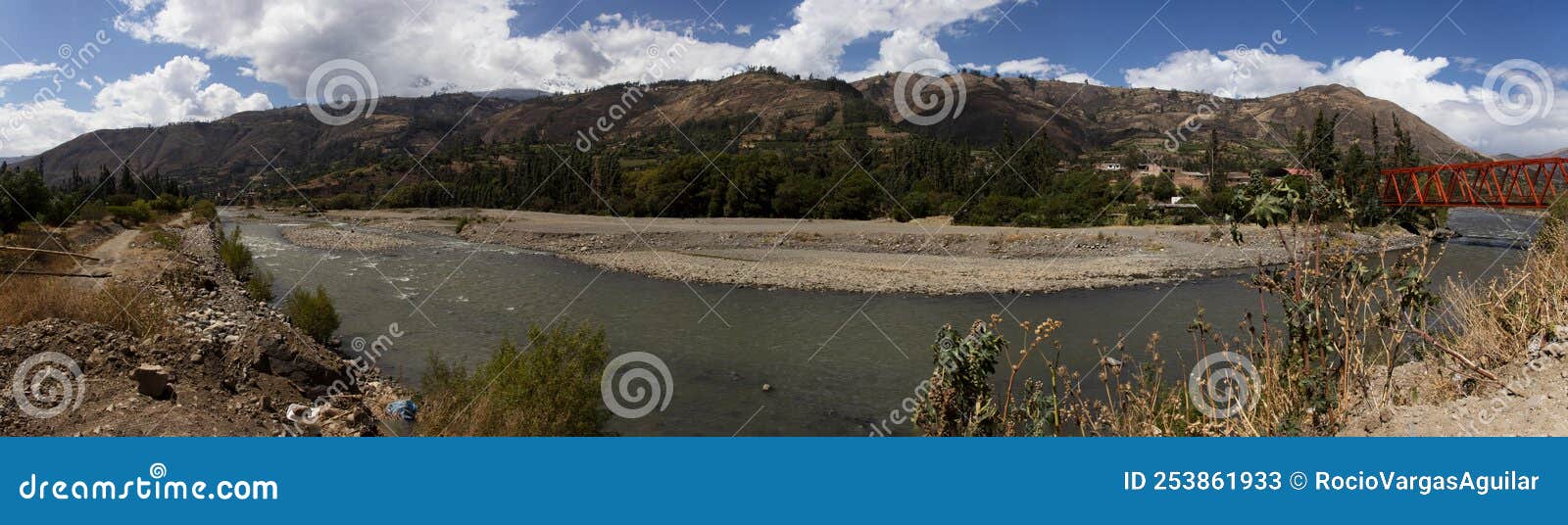 Great Panoramic View of the Santa River Located in Shupluy Stock Image ...