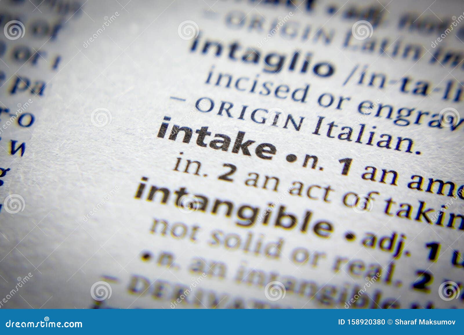 Word or Phrase Intake in a Dictionary Stock Photo - Image of meaning ...