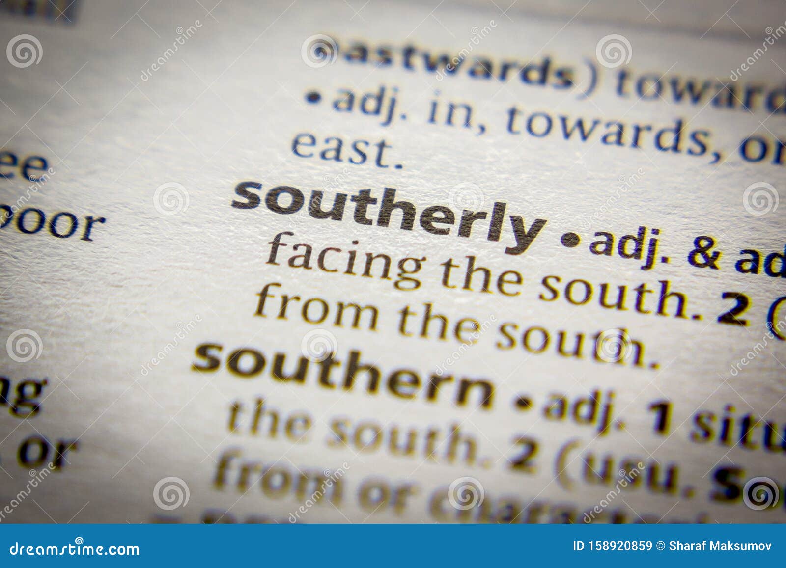 Word or Phrase Southerly in a Dictionary Stock Image - Image of ...