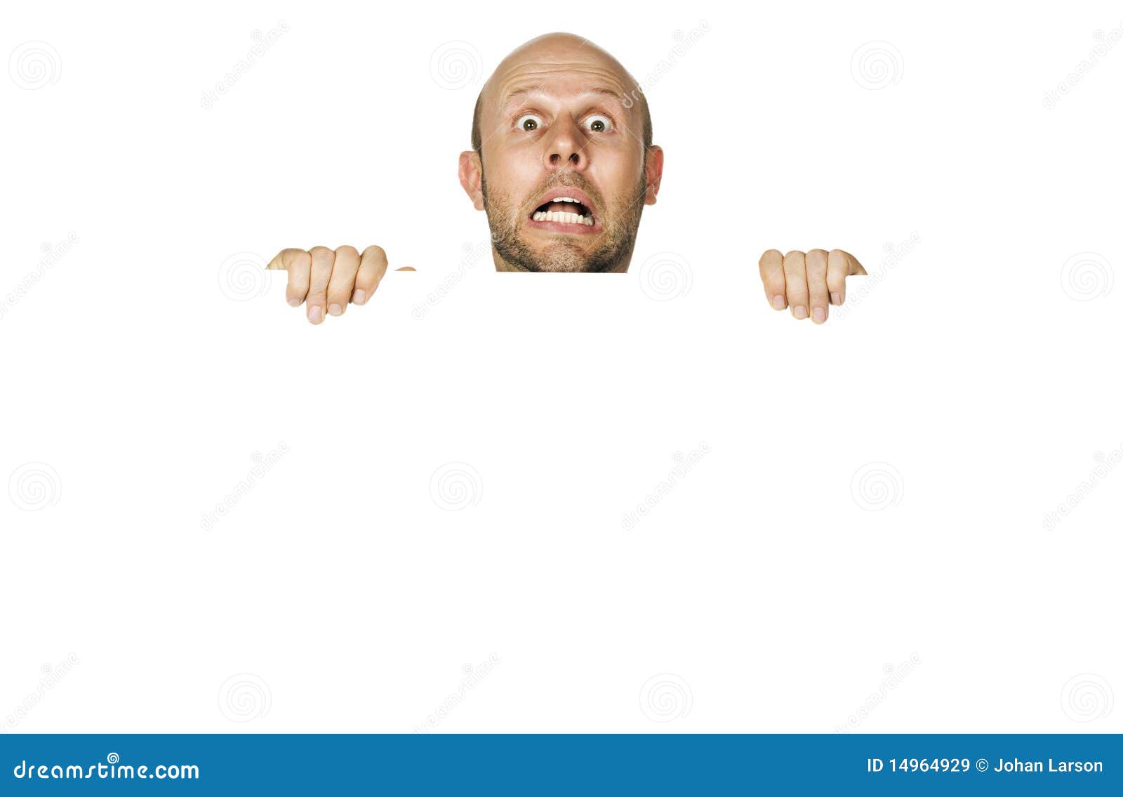 Great Portrait of a Scared Man. Isolated on White. Stock Image - Image ...