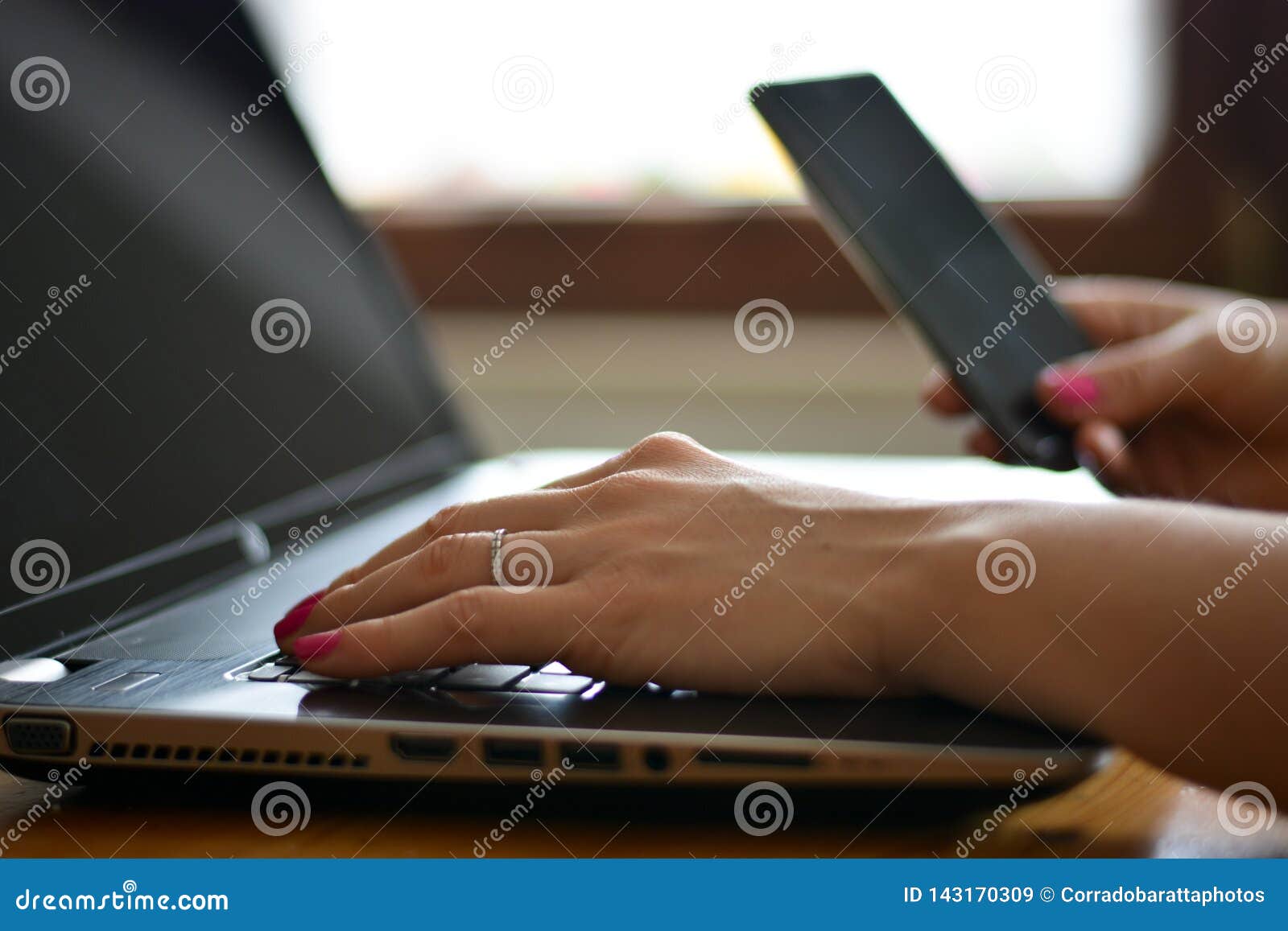 Work at Home with Laptop and Smartphone Stock Image - Image of laptop ...