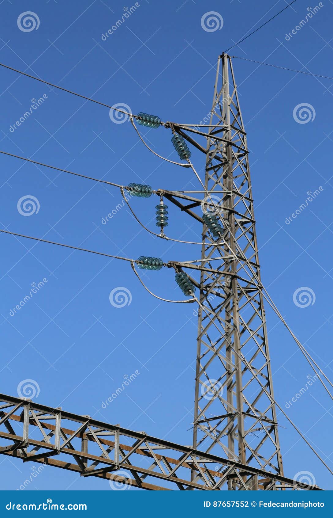 Great Pylon of High Voltage Cables with Tempered Glass Insulator Stock ...