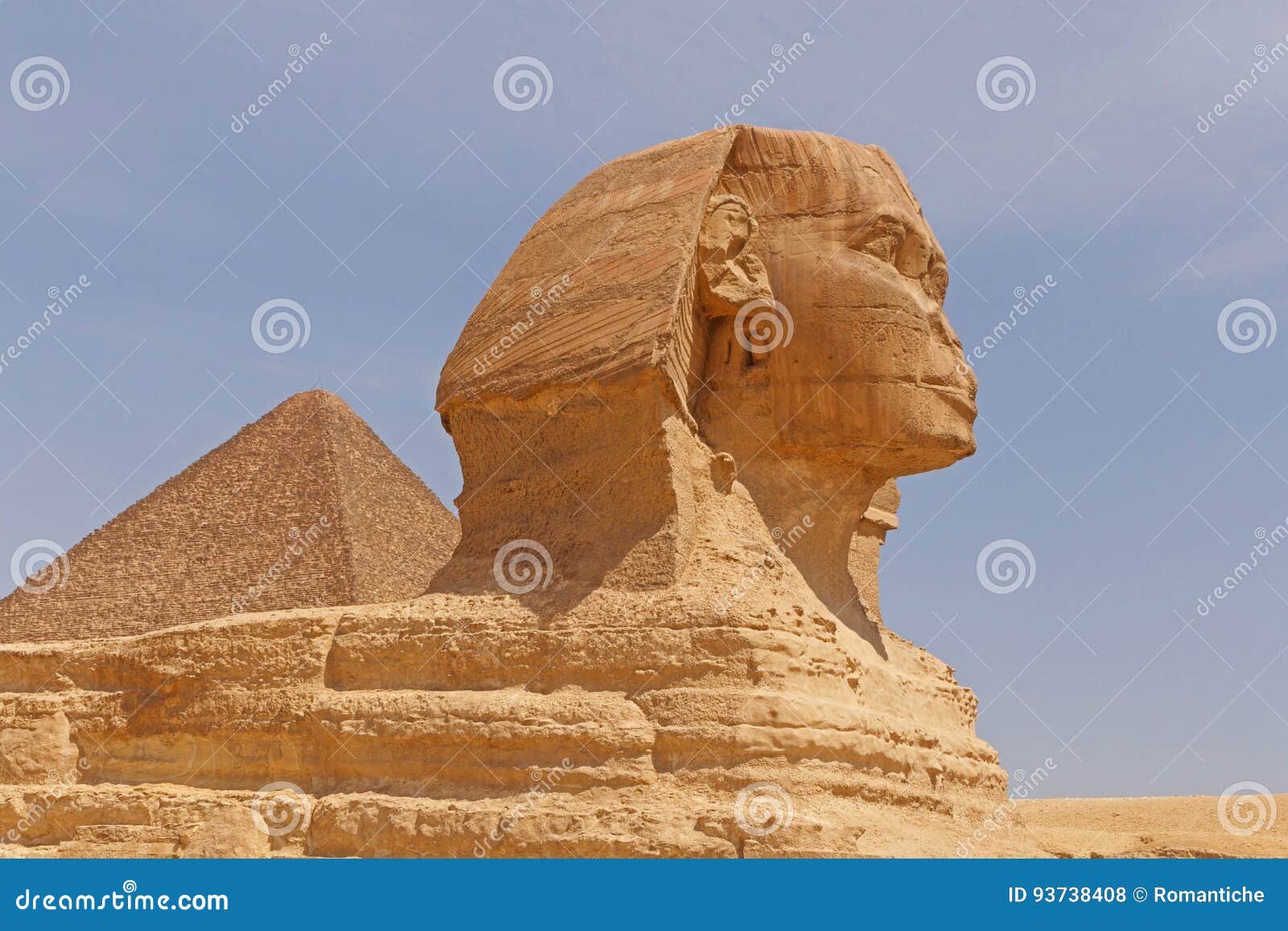 Great Pyramid Behind Great Sphinx Stock Photo - Image of architecture ...