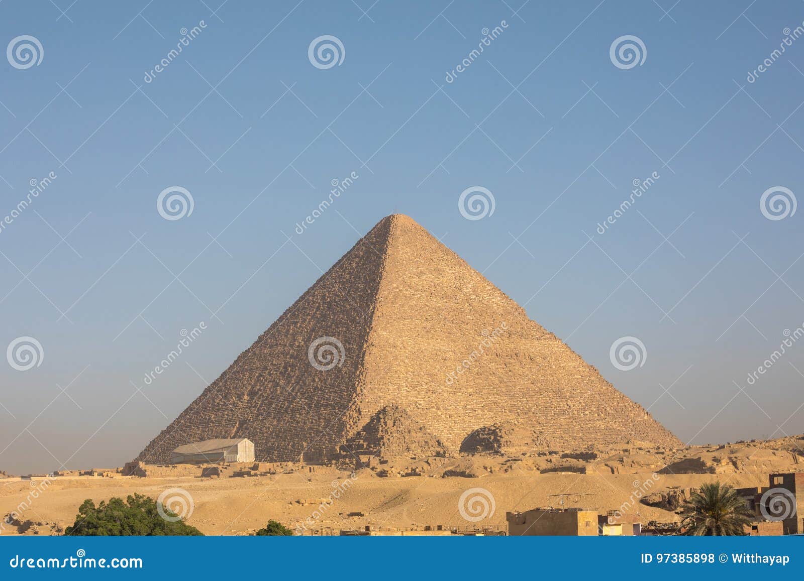The Great Pyramid with Blue Sky Stock Photo - Image of cheops, africa ...