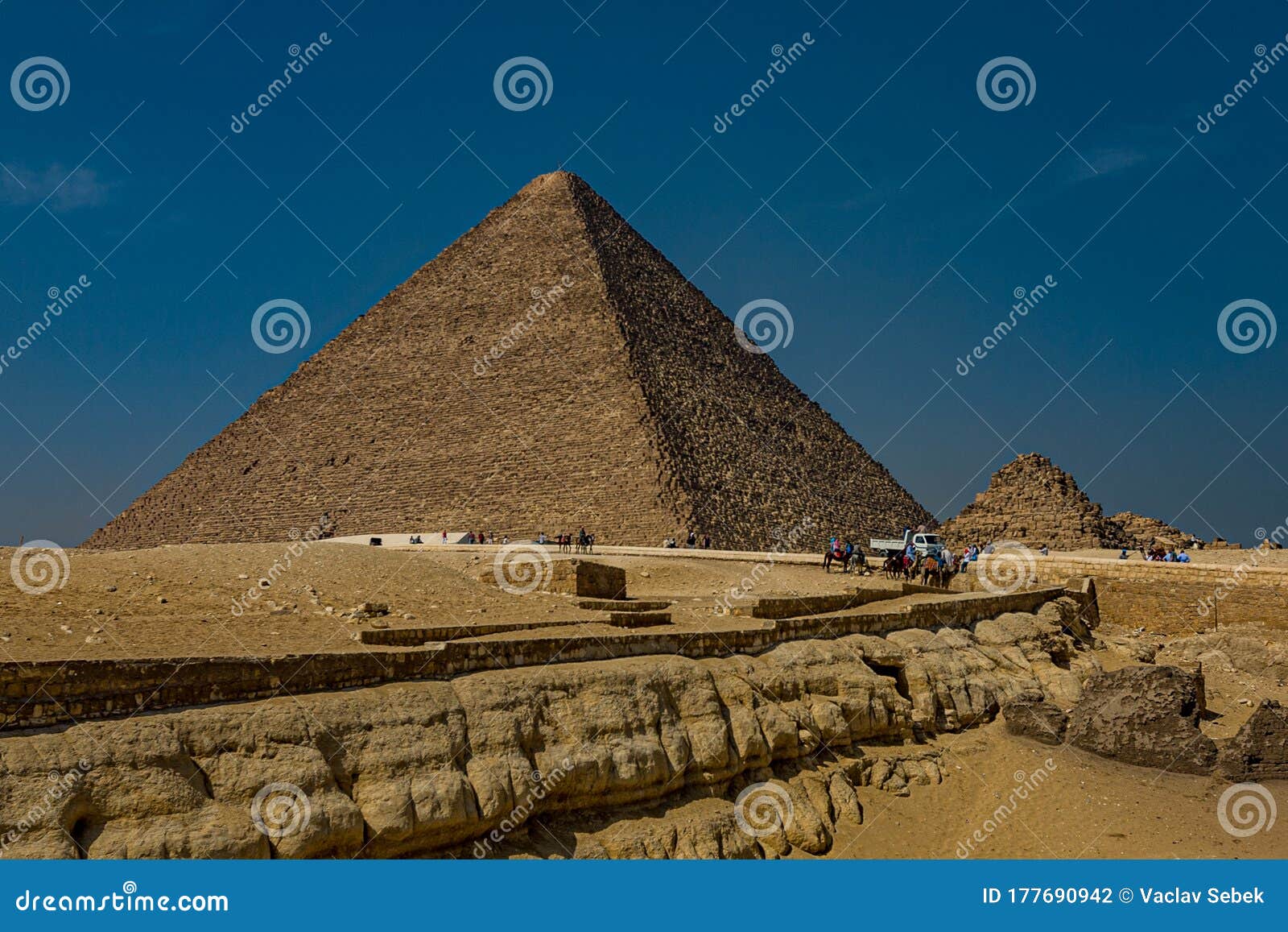 Great Pyramid of Cheops and Sphinx Stock Photo - Image of panoramic ...