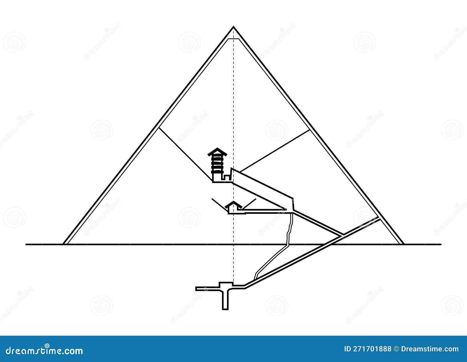 Great Pyramid Of Giza, Vertical Section With The Interior Structures ...