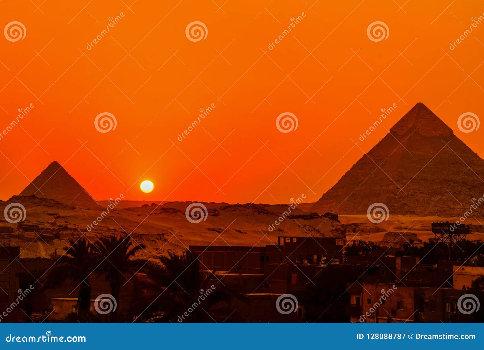 Great Pyramid sunset stock image. Image of lingering - 128088787