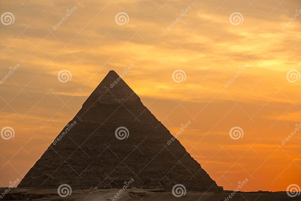 The Great Pyramid on Sunset Stock Photo - Image of history, egyptology ...