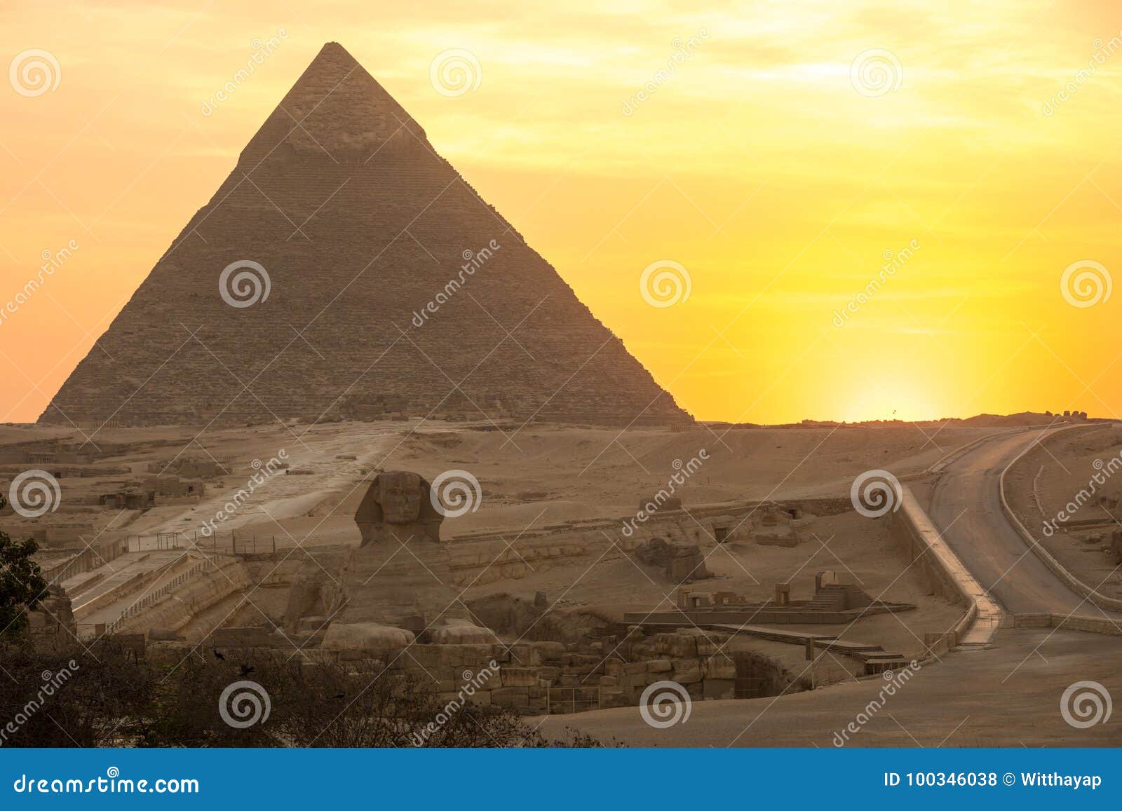 The Great Pyramid on Sunset Stock Photo - Image of sunrise, egypt ...