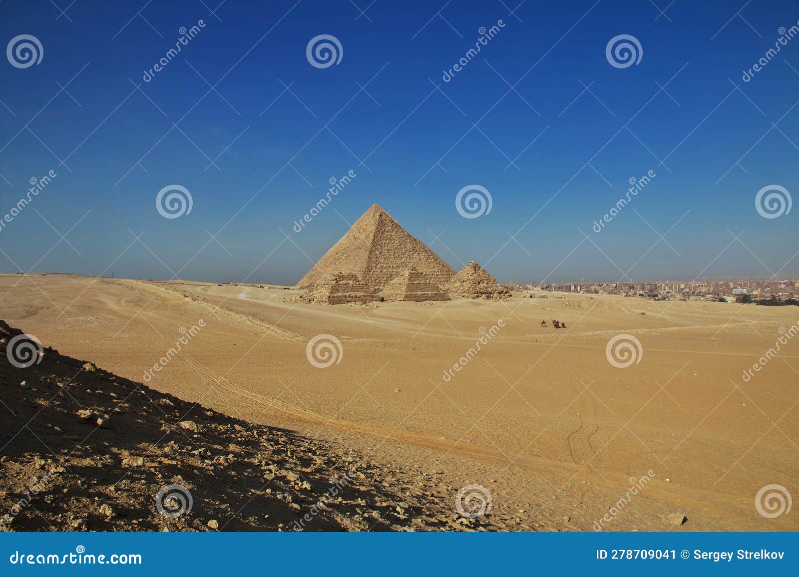 Great Pyramids of Ancient Egypt in Giza, Cairo, Africa Stock Image ...