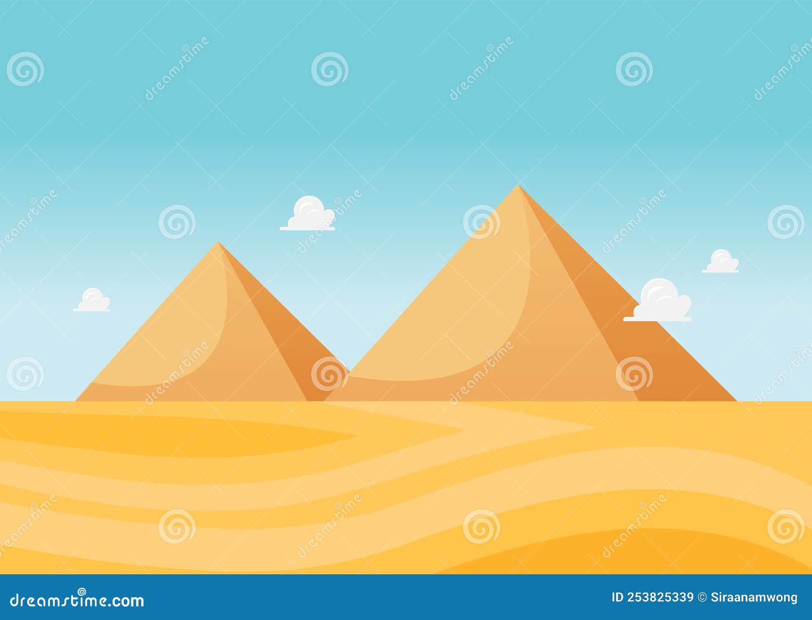 Great Pyramids in the Desert Stock Vector - Illustration of archeology ...