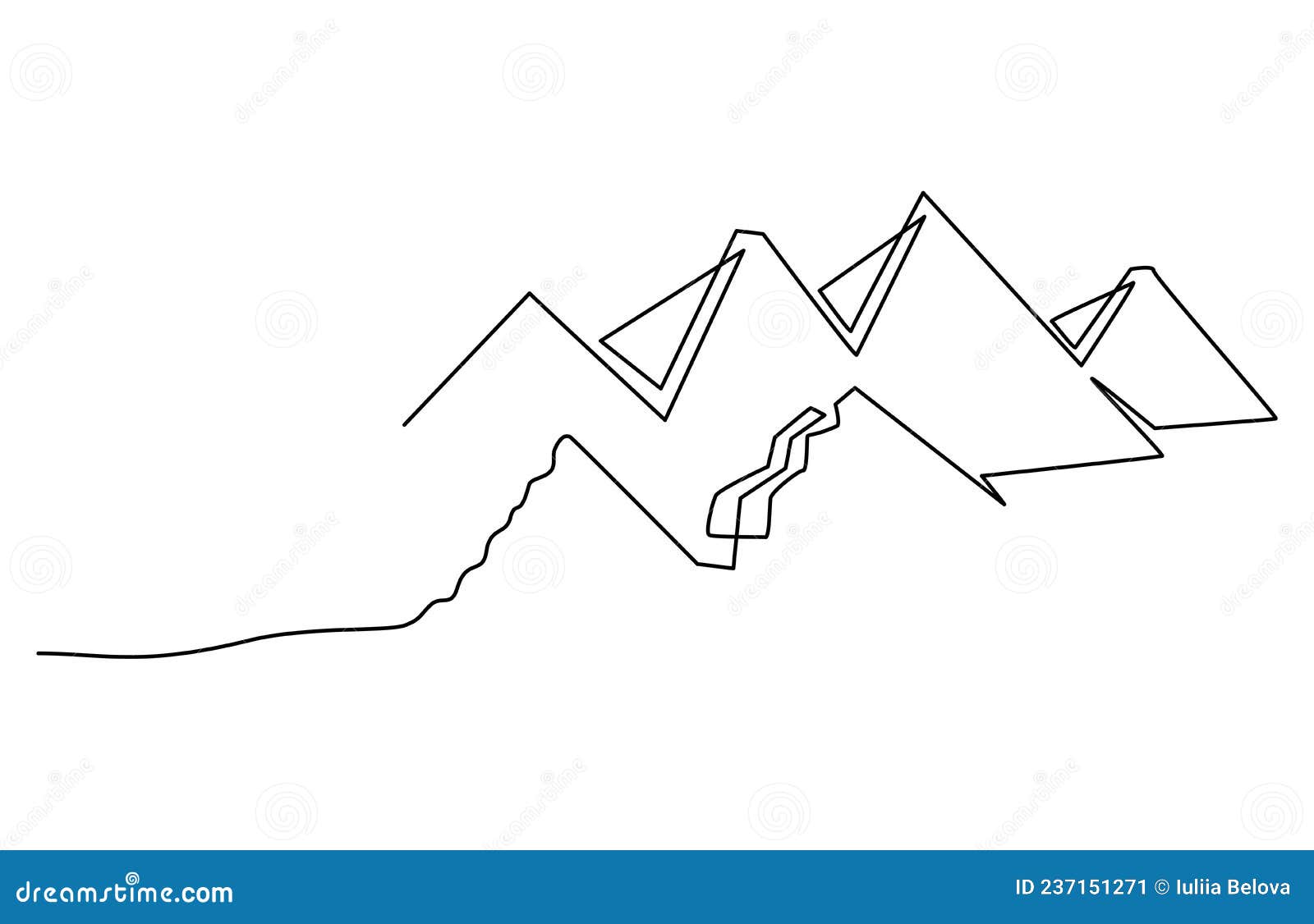 Great Pyramids of Egypt. Continuous Line Drawing Stock Vector ...