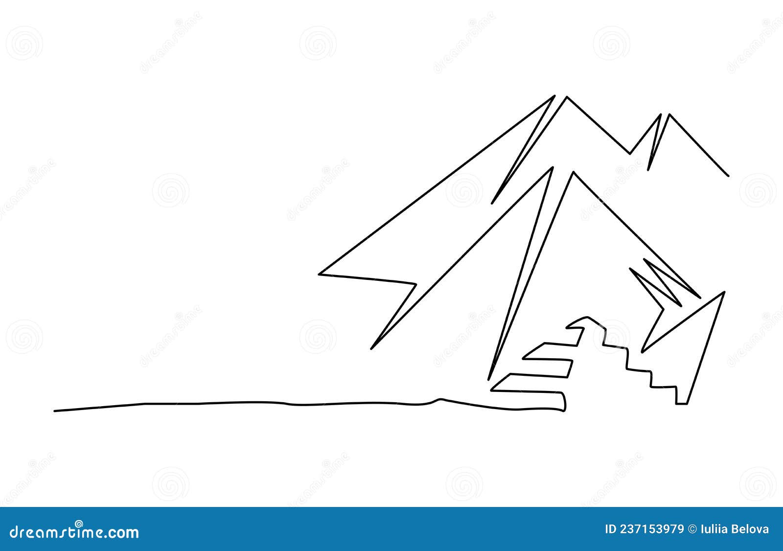Great Pyramids of Egypt. Continuous Line Drawing Stock Vector ...