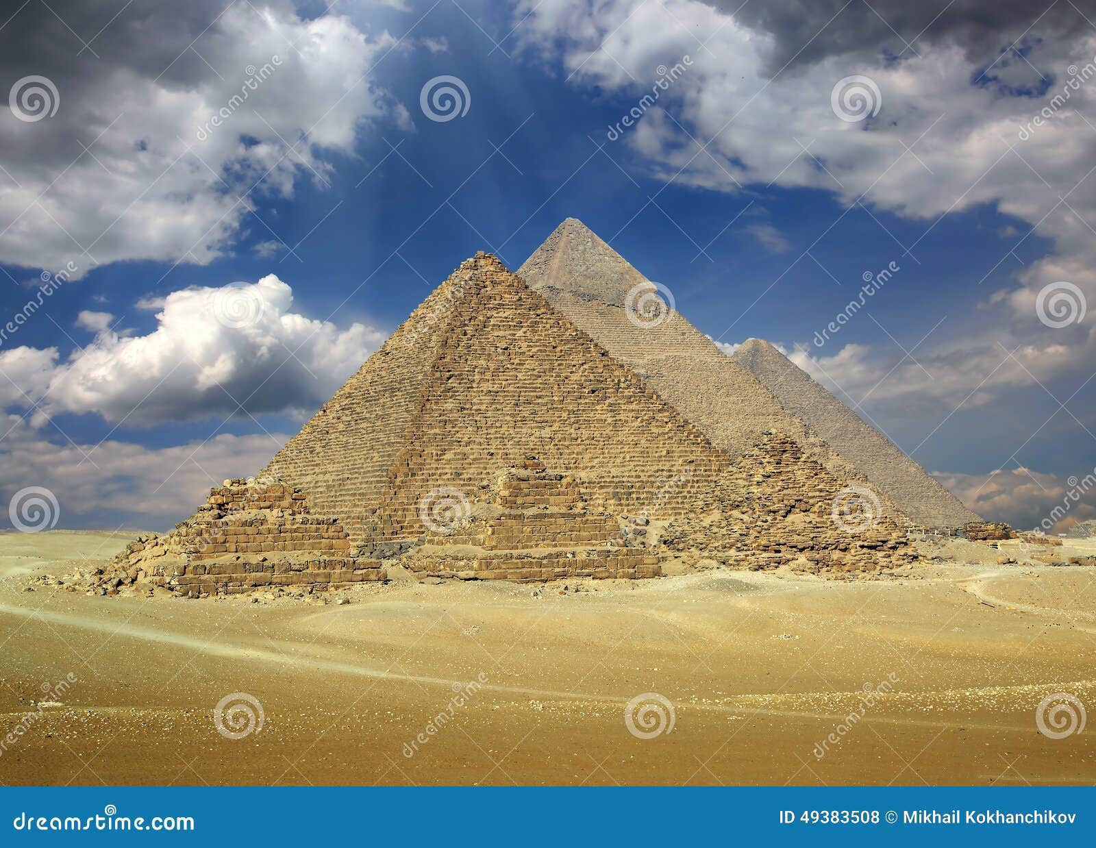 The Great Pyramids Of Giza Desert Near Cairo In Egypt Unesco Cultural ...