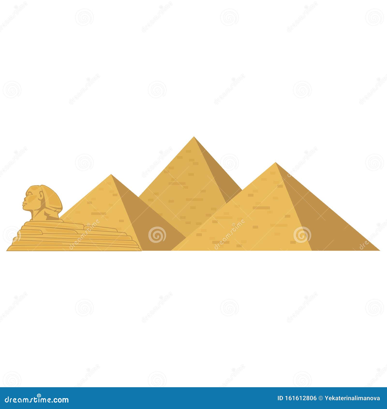 Two Great Pyramids Of Giza Under The Sun On Black Background. Cartoon ...