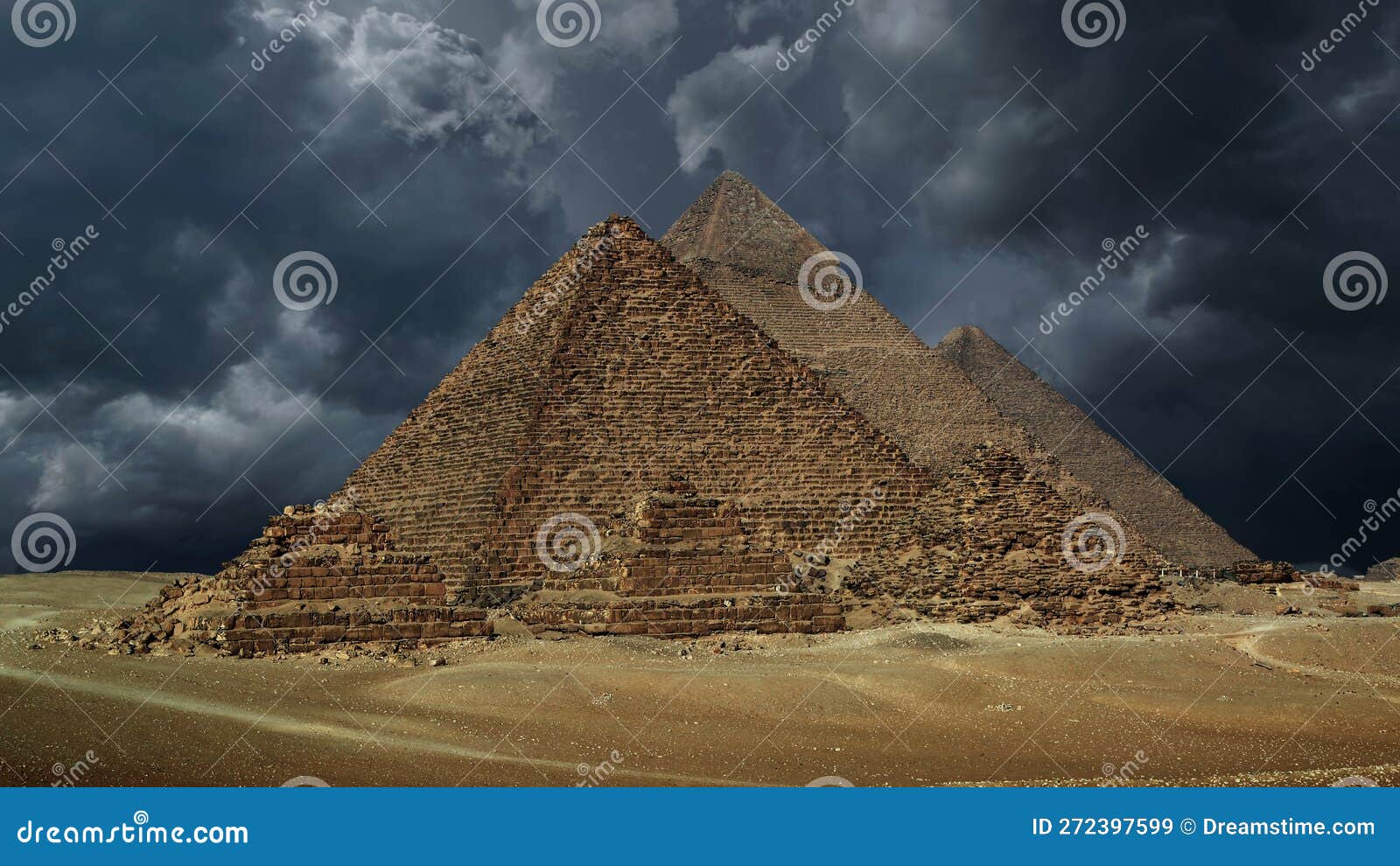 Great Pyramids and Storm Clouds Stock Image - Image of dramatic ...