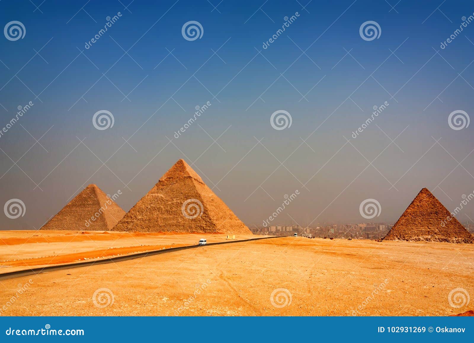 The Great Pyramids Towering Beyond Giza City Stock Image - Image of ...