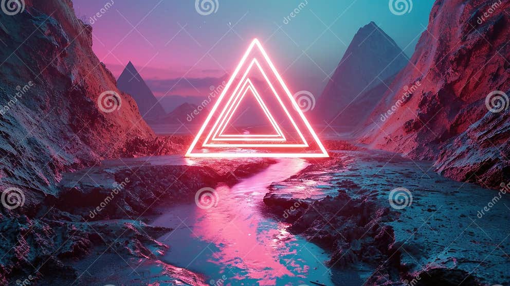 The Great Red Floating Triangle on the River that Surrounded with Hills ...