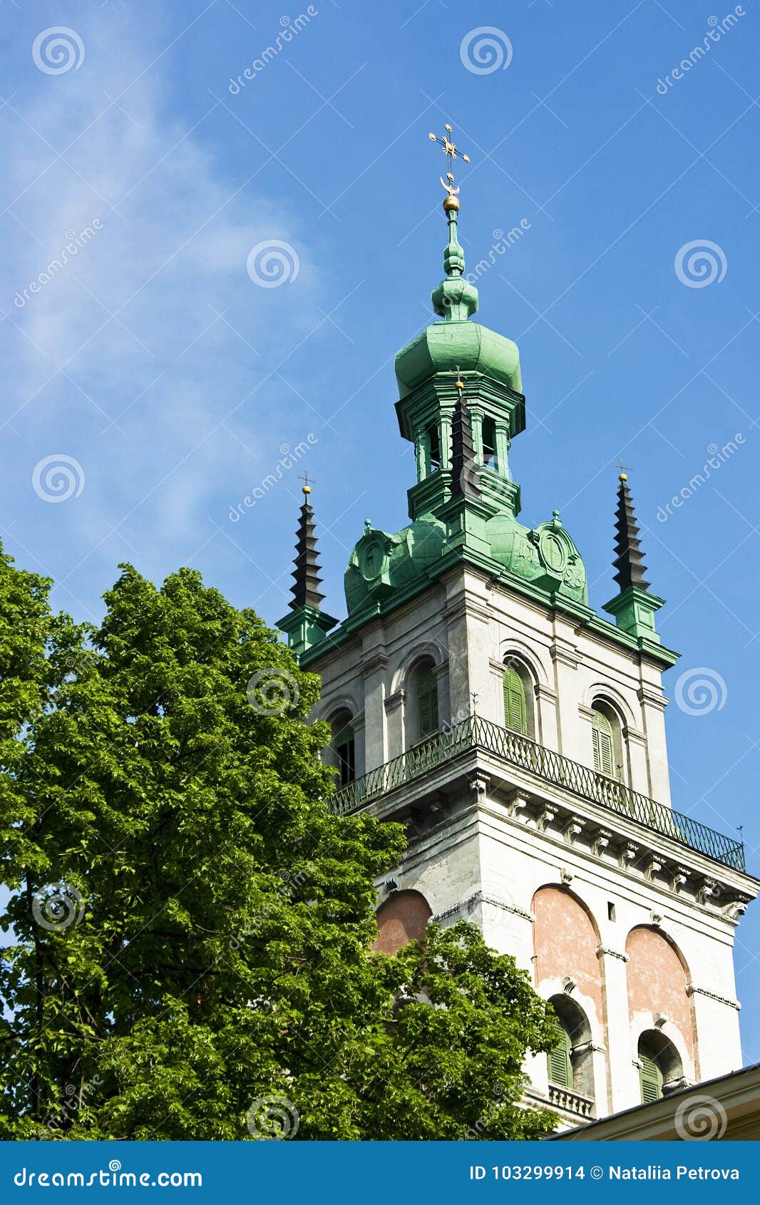 Great Renaissance Tower of a Holy Brick Church Stock Photo - Image of ...