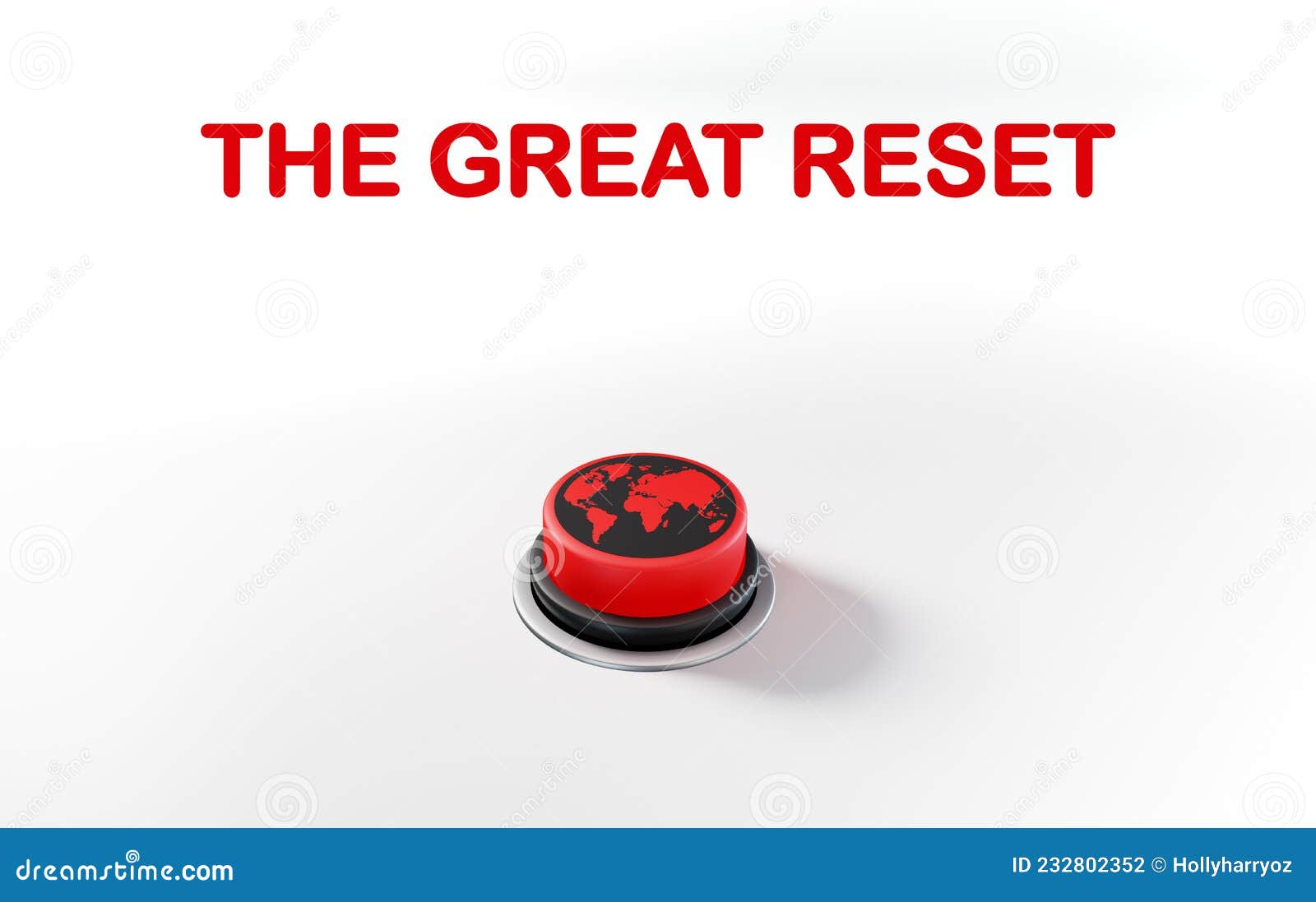 The Great Reset Text, Red Push Button With Illustration Of The World On ...