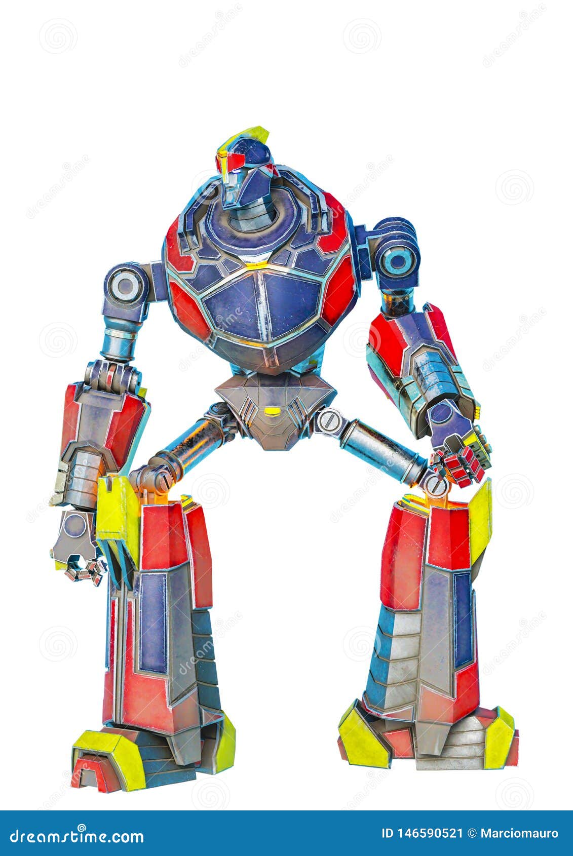 Great Robot Doing a Crouch Pose in a White Bacground Stock Illustration ...