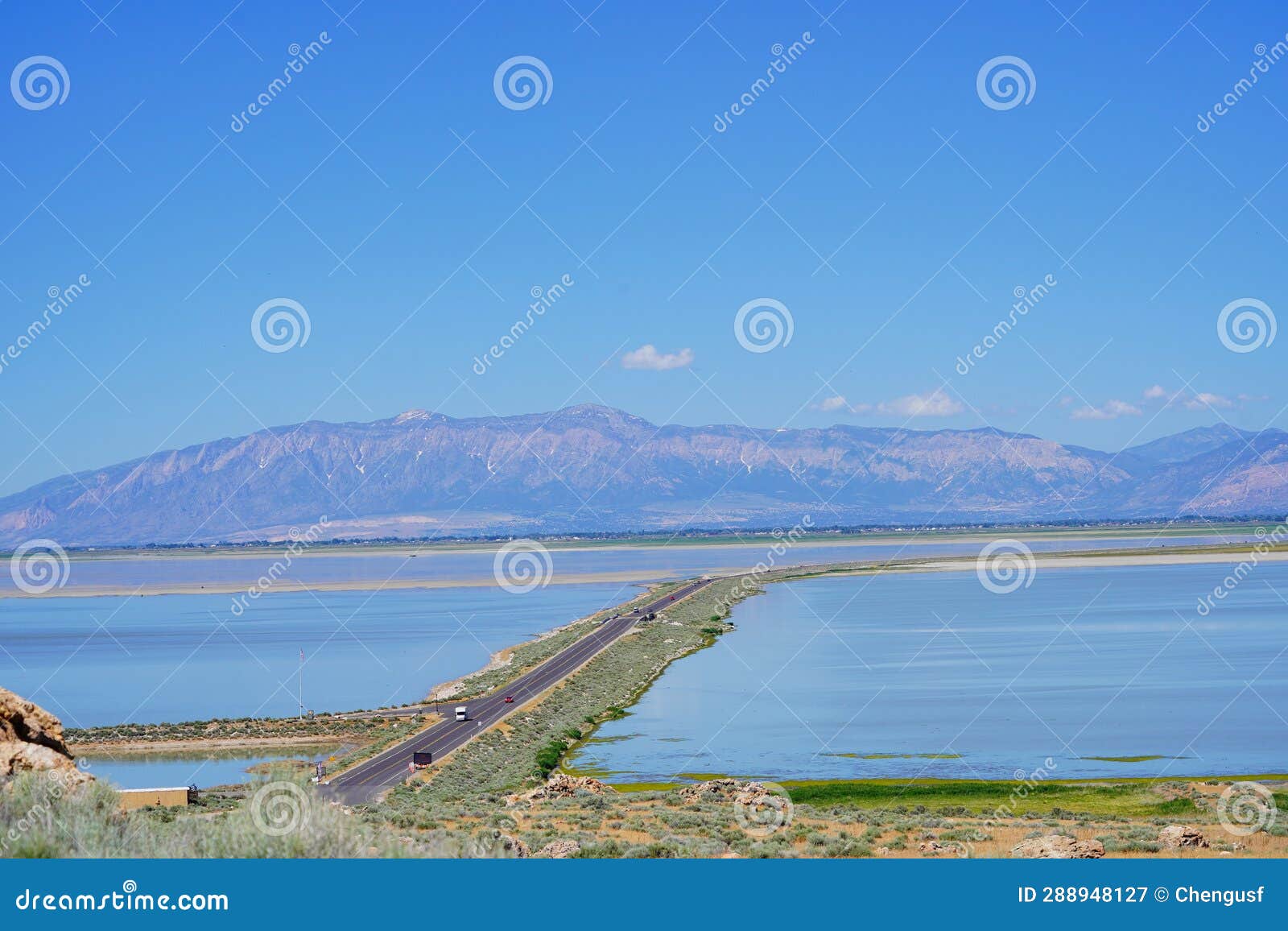 The Great Salt Lake and Mountain and Salt Lake Cit Stock Image - Image ...