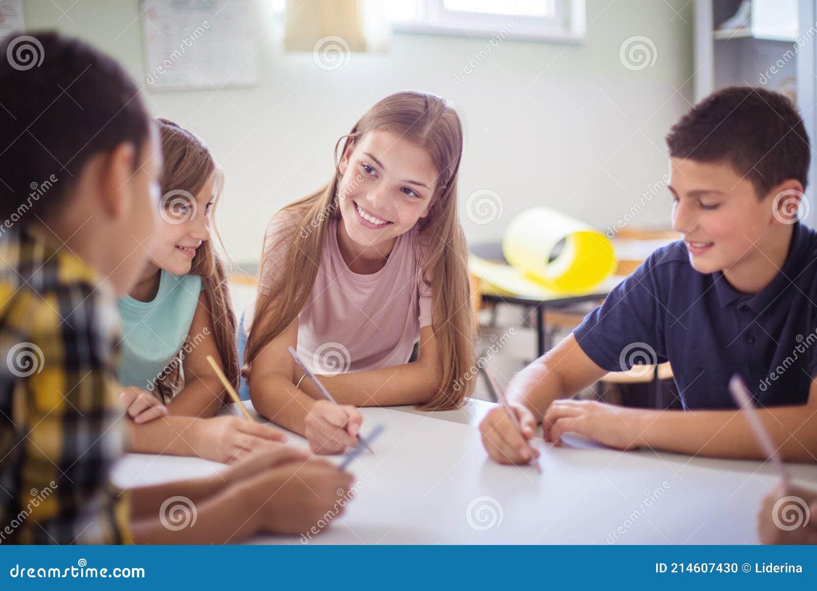 Teenagers Students Sitting in the Classroom and Talking Stock Photo ...