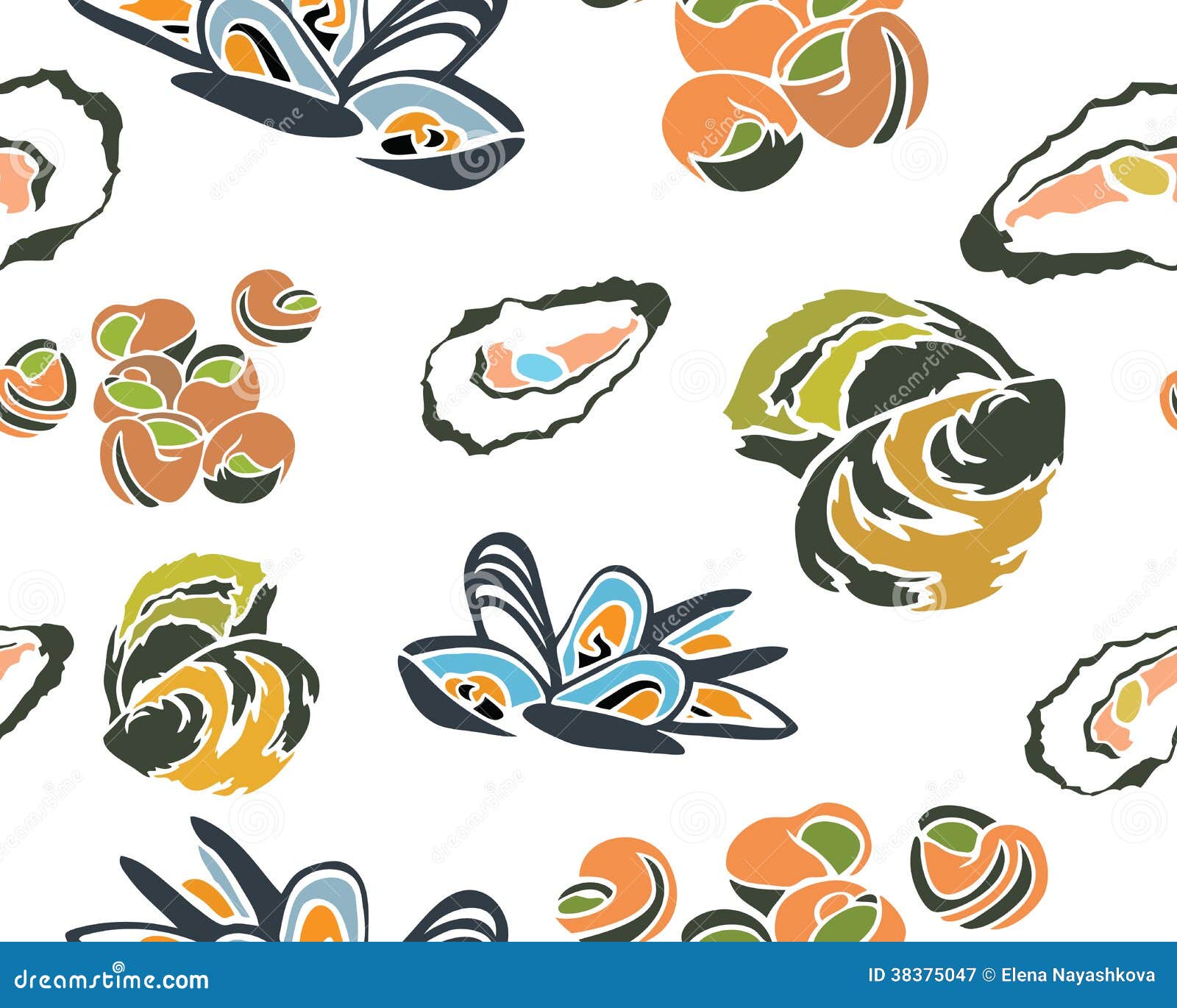 Great Seafood Seamless Pattern Stock Illustration - Illustration of ...