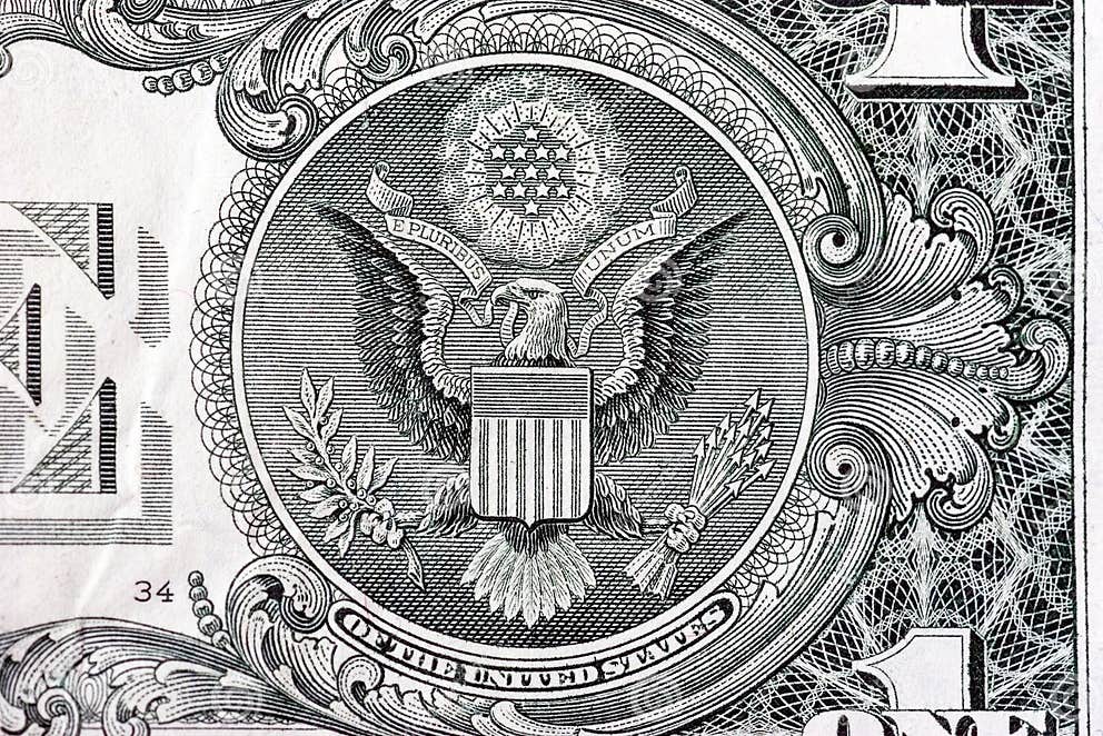 The Great Seal on Back of One Dollar Bill Stock Photo - Image of ...