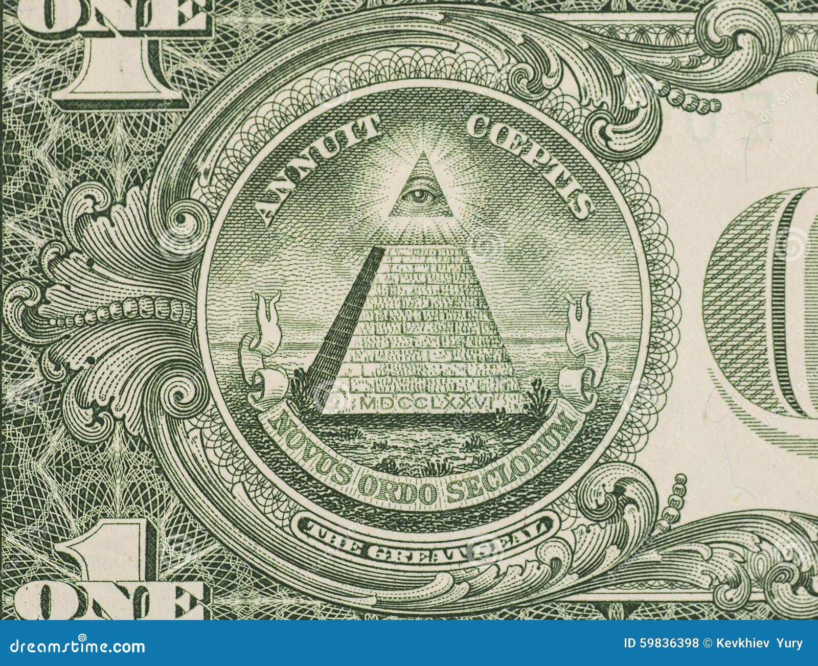 Great Seal - US One Dollar Bill Closeup Macro Stock Photo - Image of ...