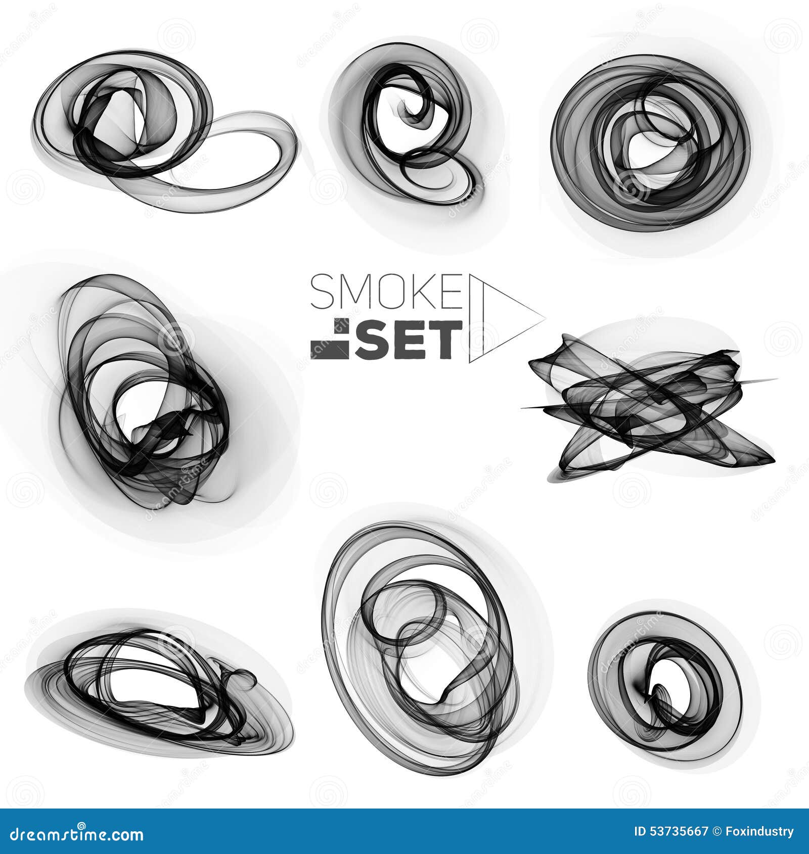 Great Set of Circle Smoke Black Waves Abstract Background Stock ...