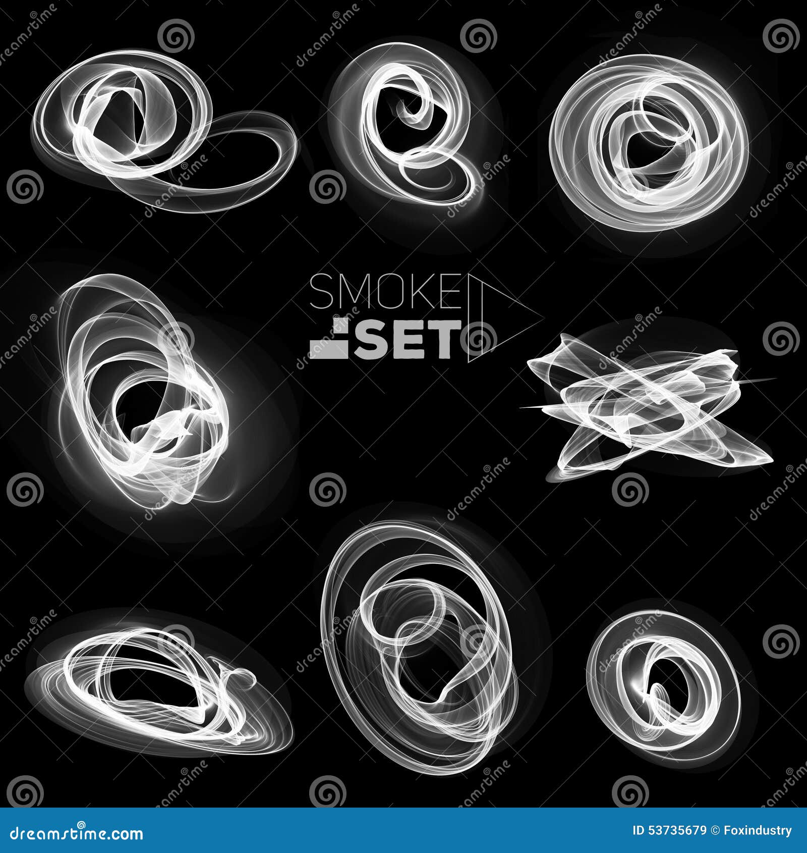 Great Set of Circle Smoke White Waves Abstract Background Stock ...