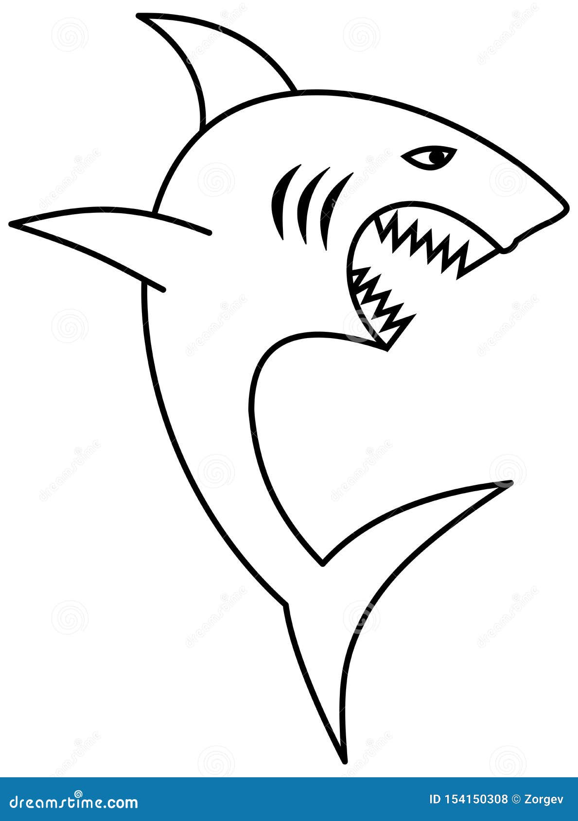 A Great Shark with Open Jaw and Sharp Teeth for Coloring Stock ...