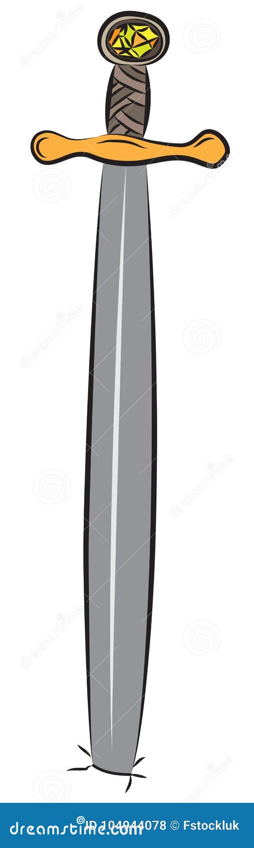 Great Sharp Sword with Big Crystal in Hand Pounded on Ground Stock ...