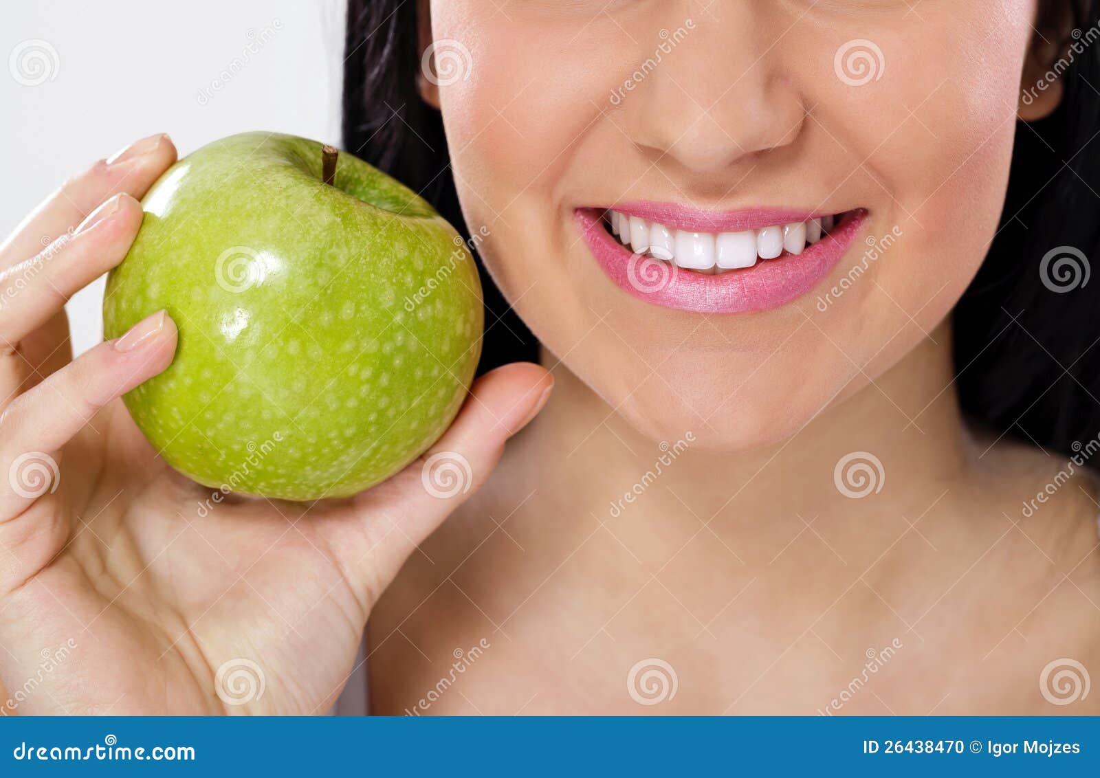 Great Smile and Green Apple Stock Photo - Image of apple, healthcare ...