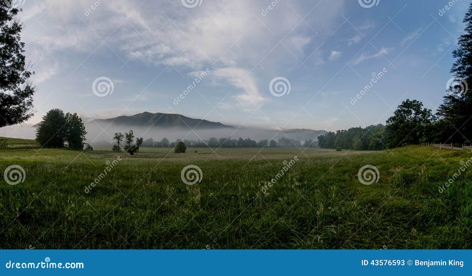 Great Smoky Mountain Pasture at Sunrise. Stock Image - Image of ...