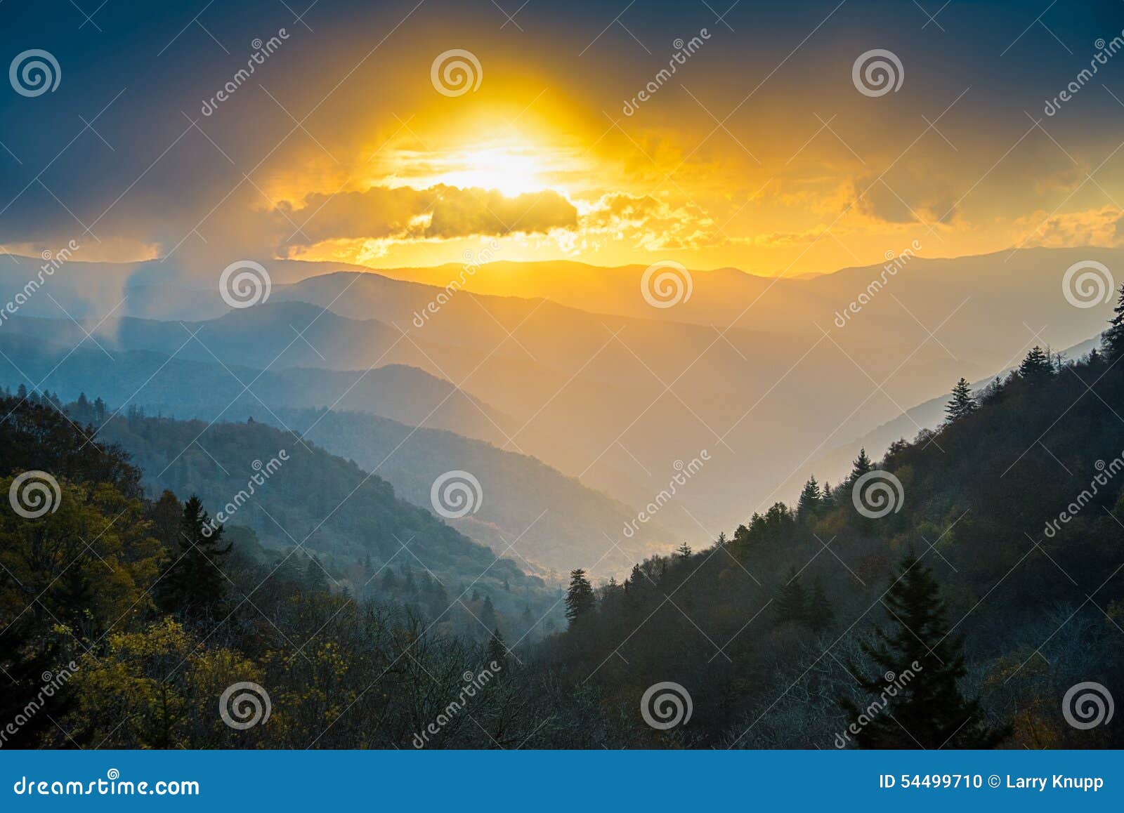 Great Smoky Mountains at Sunrise Stock Photo - Image of smoky, sunrise ...