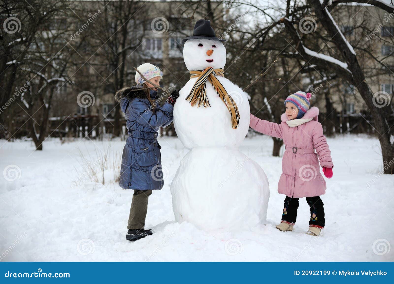 Great snowman stock image. Image of person, childhood - 20922199