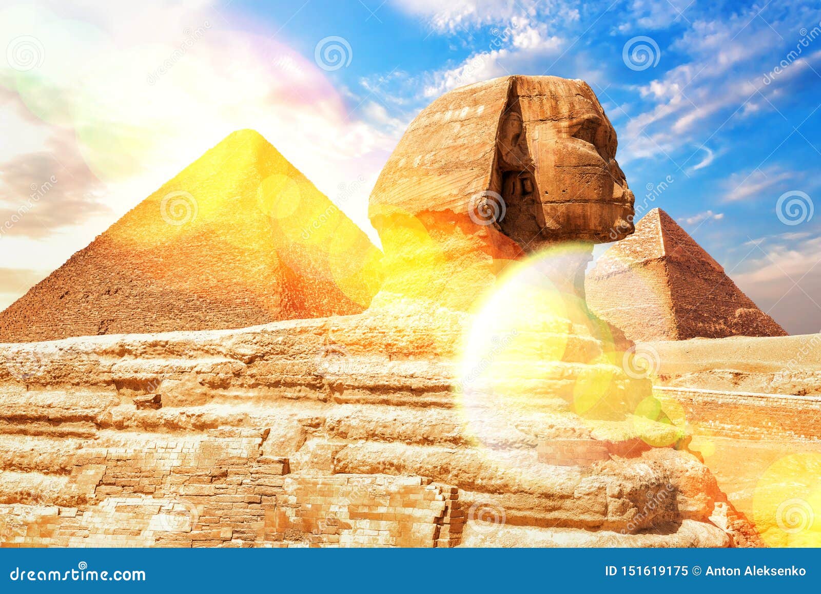 The Great Sphinx of Giza in the Sun Rays, Egypt Stock Image - Image of ...