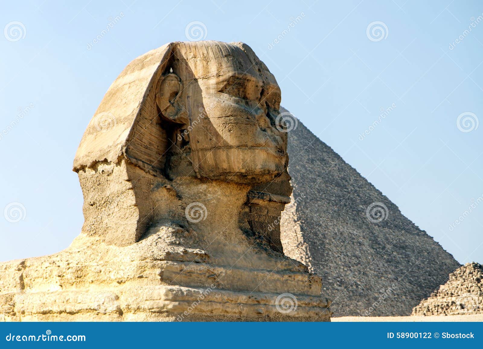 The Great Sphinx and Pyramid of Giza, Cairo, Egypt Stock Photo - Image ...