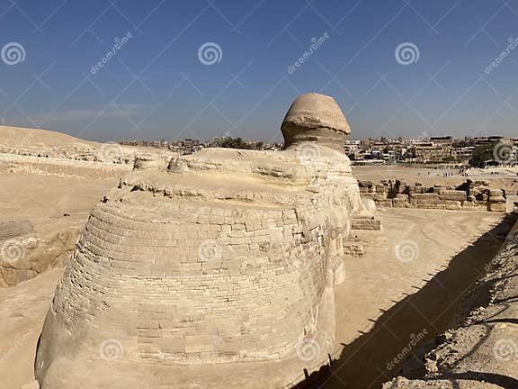 Great Sphinx from the Rear, Giza, Egypt Stock Image - Image of monument ...