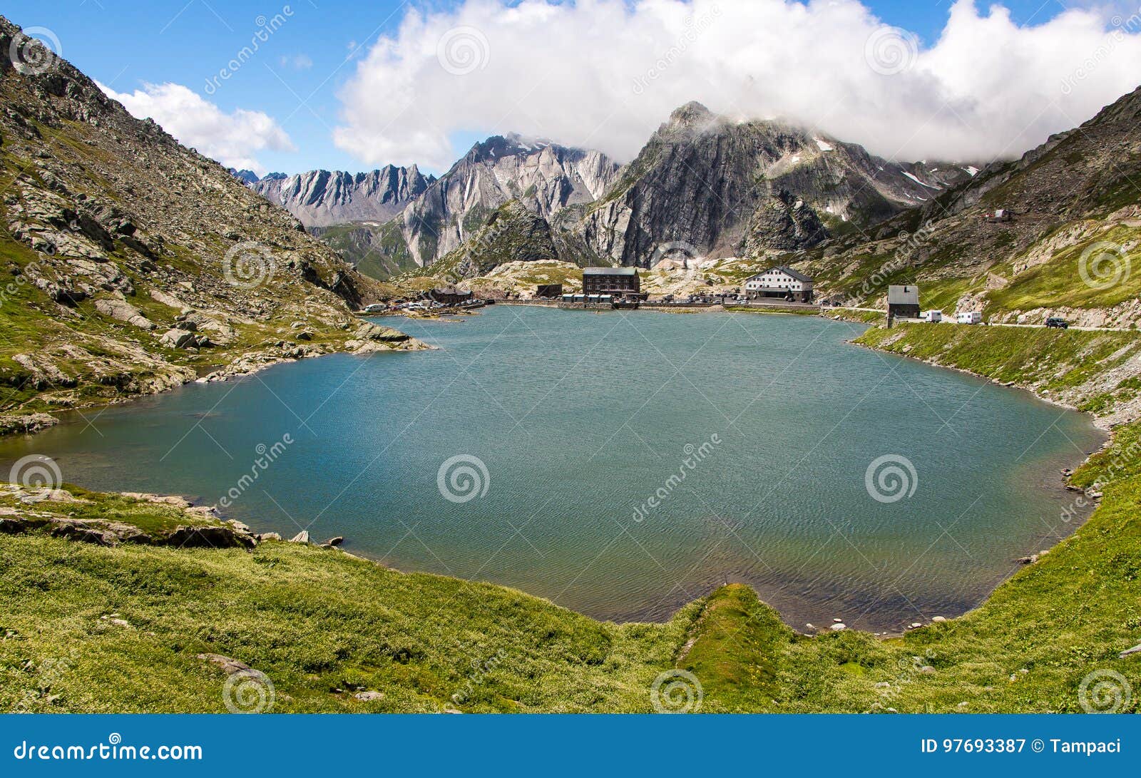 Great St. Bernard Pass stock image. Image of lake, scenic - 97693387