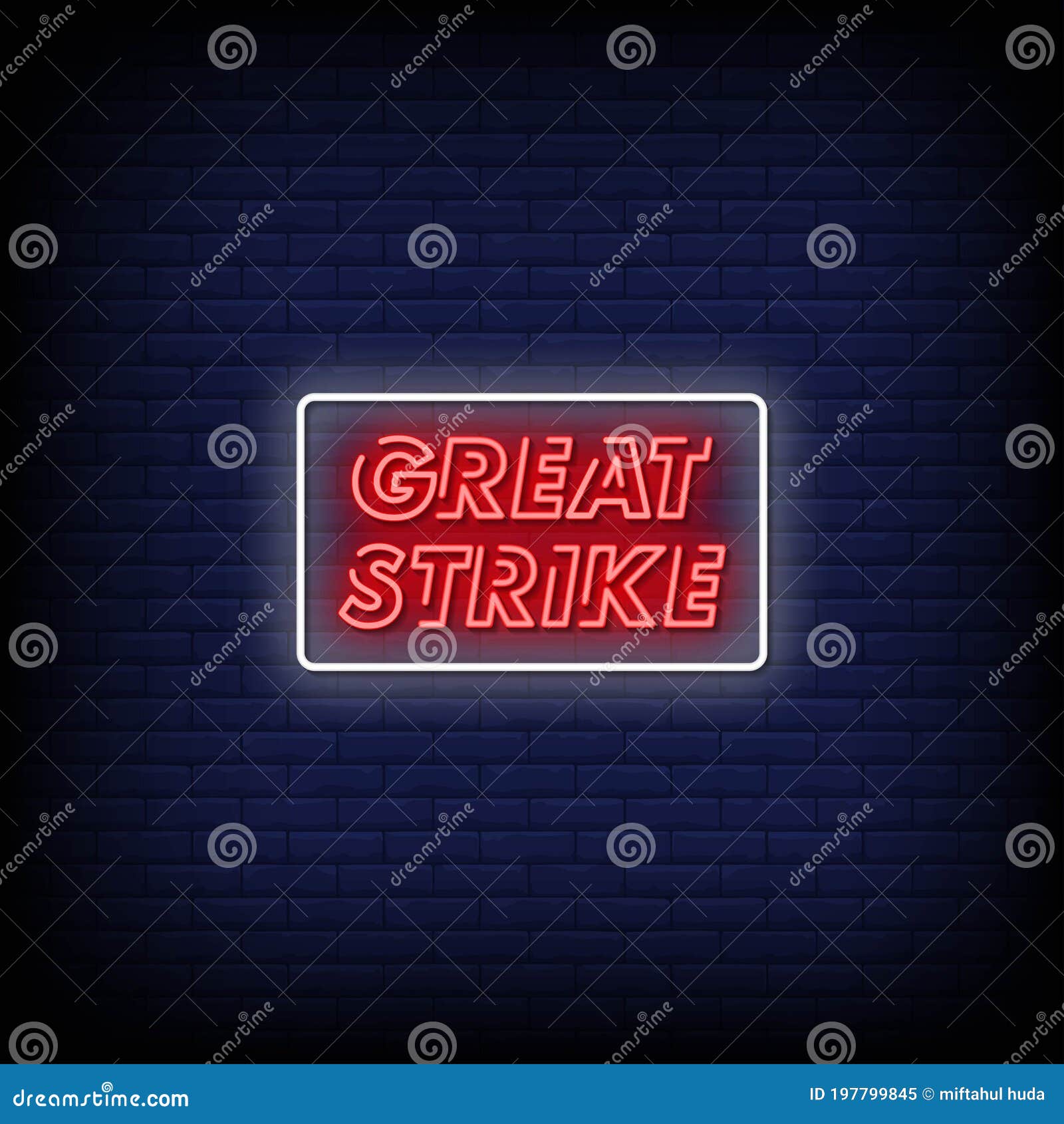 Great Strike Neon Signs Style Text Vector Stock Vector - Illustration ...