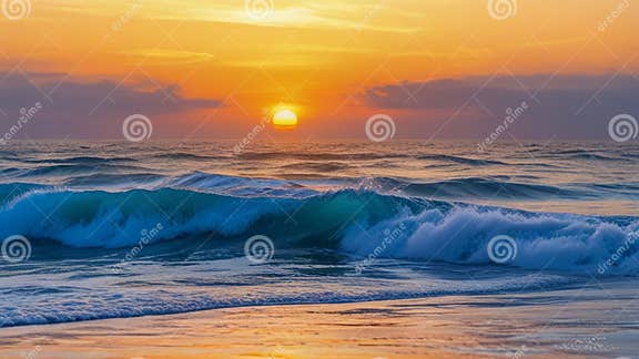 Great Sunset Horizon Over the Ocean Stock Illustration - Illustration ...