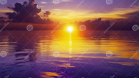 Great Sunset Horizon Over the Ocean Stock Illustration - Illustration ...