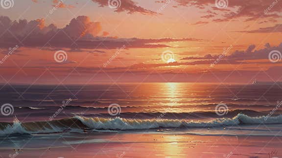 Great Sunset Horizon Over the Ocean Stock Illustration - Illustration ...