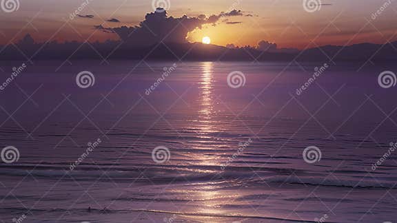 Great Sunset Horizon Over the Ocean Stock Illustration - Illustration ...