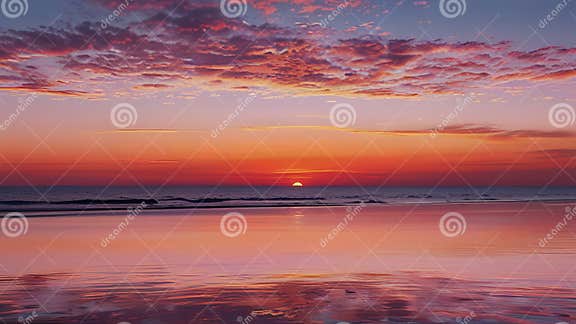 Great Sunset Horizon Over the Ocean Stock Illustration - Illustration ...